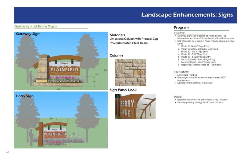 05- Village of Plainfield Landscape Catalog Signs - Upland Design